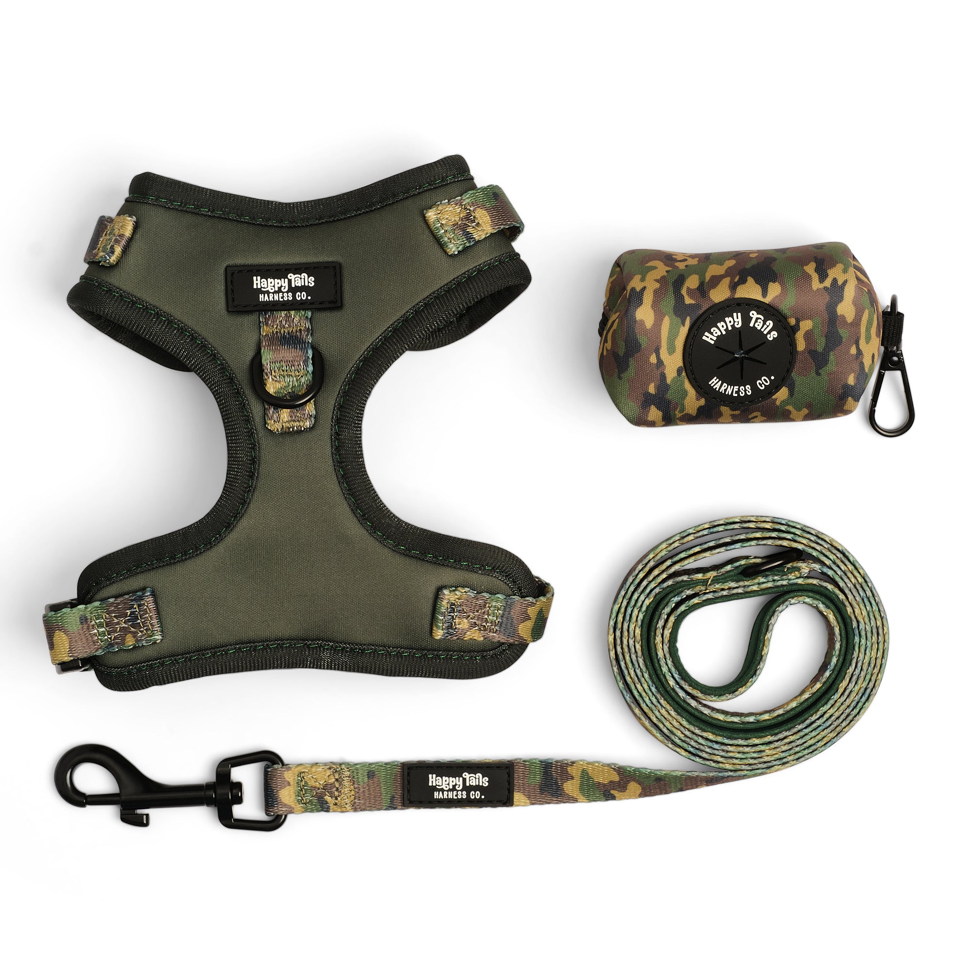Camo Canine Walking Set – Happy Tails Harness Co.